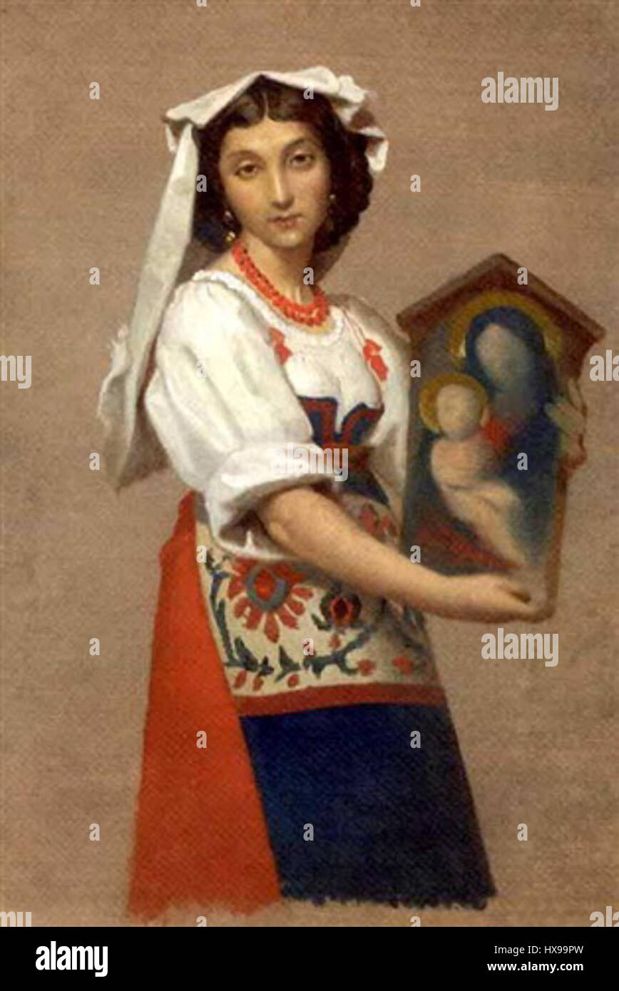The painting 'A Neapolitan Beauty Holding an Icon' by Raymond Balze ...