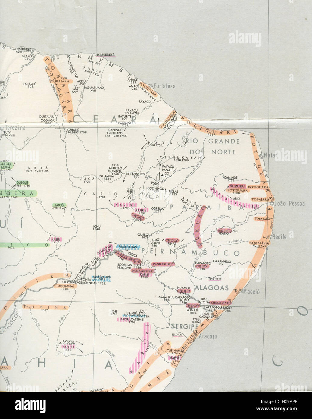 This map segment, 'Trecho do Mapa Etnohistórico do Brasil,' by Curt ...