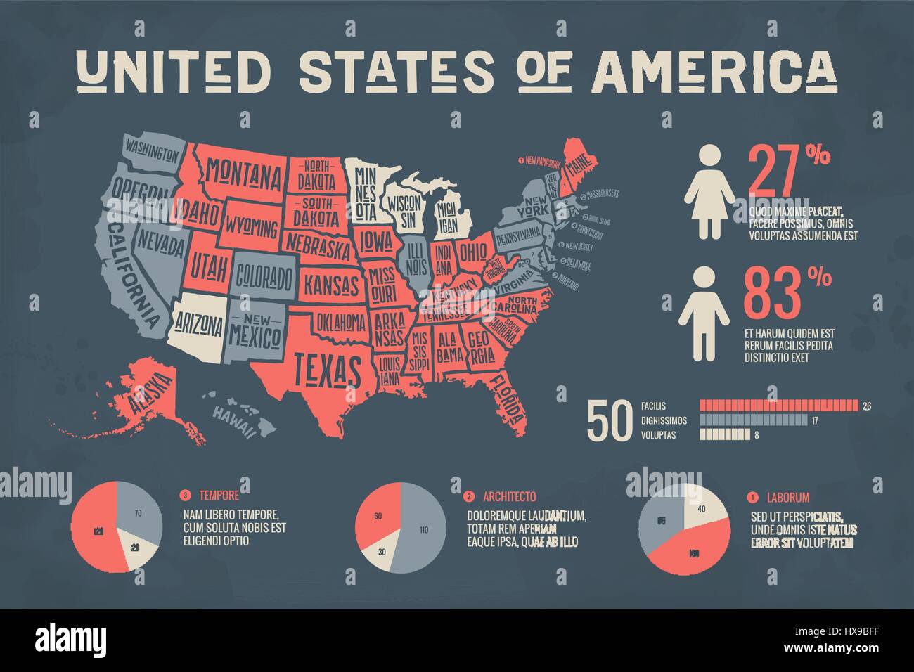 Poster map USA with infographics elements Stock Vector Image & Art - Alamy