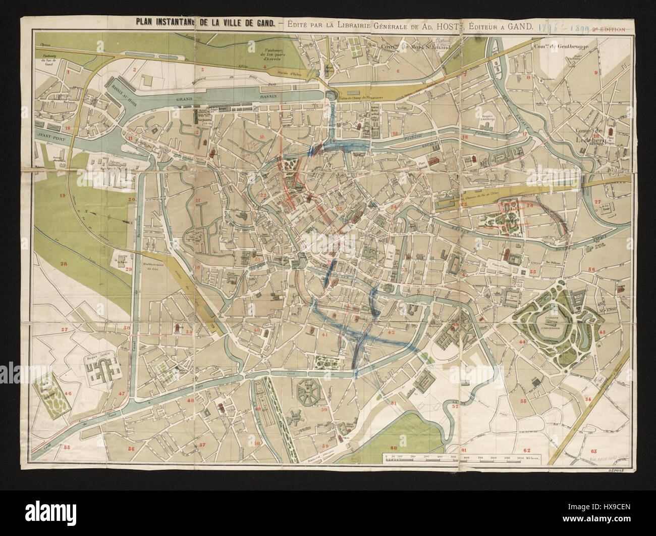 Map of Ghent by Hoste Stock Photo - Alamy