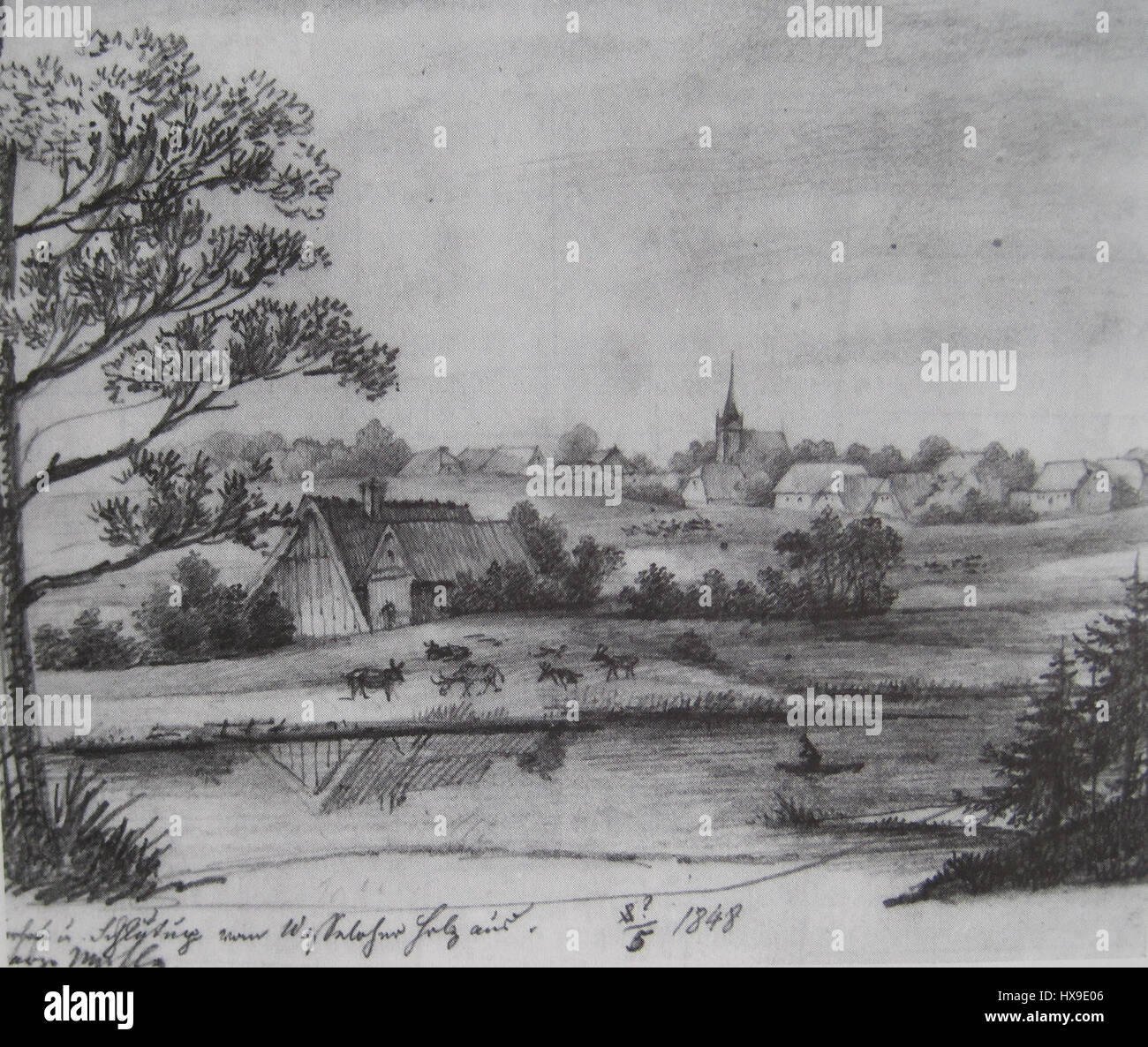 The 'Schwarze Mühle' (Black Mill) is an artwork featuring a windmill ...