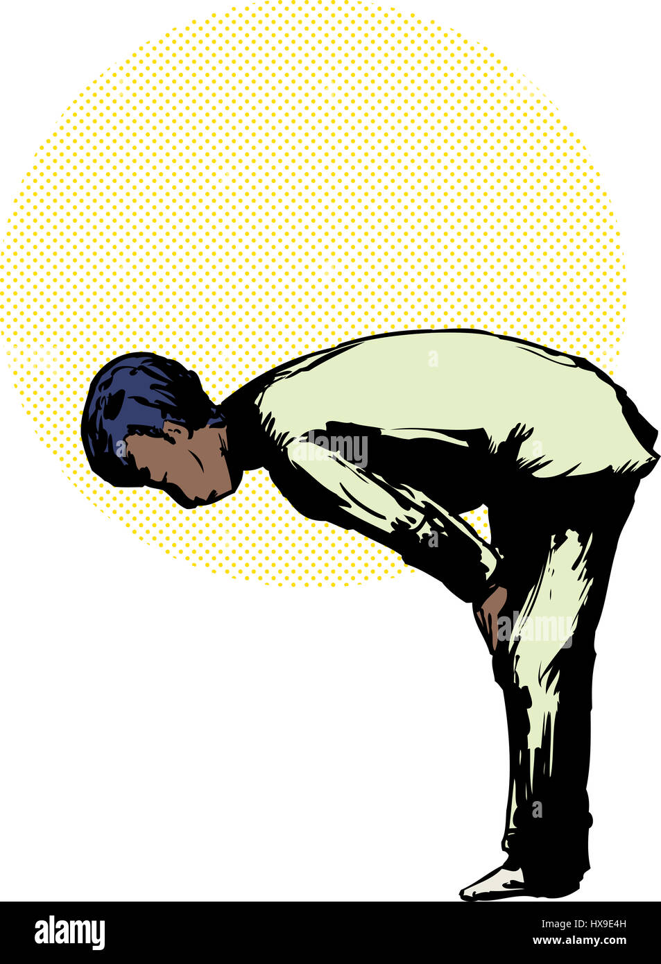 Side view on Black Muslim man in Islamic prayer bowing position Stock ...