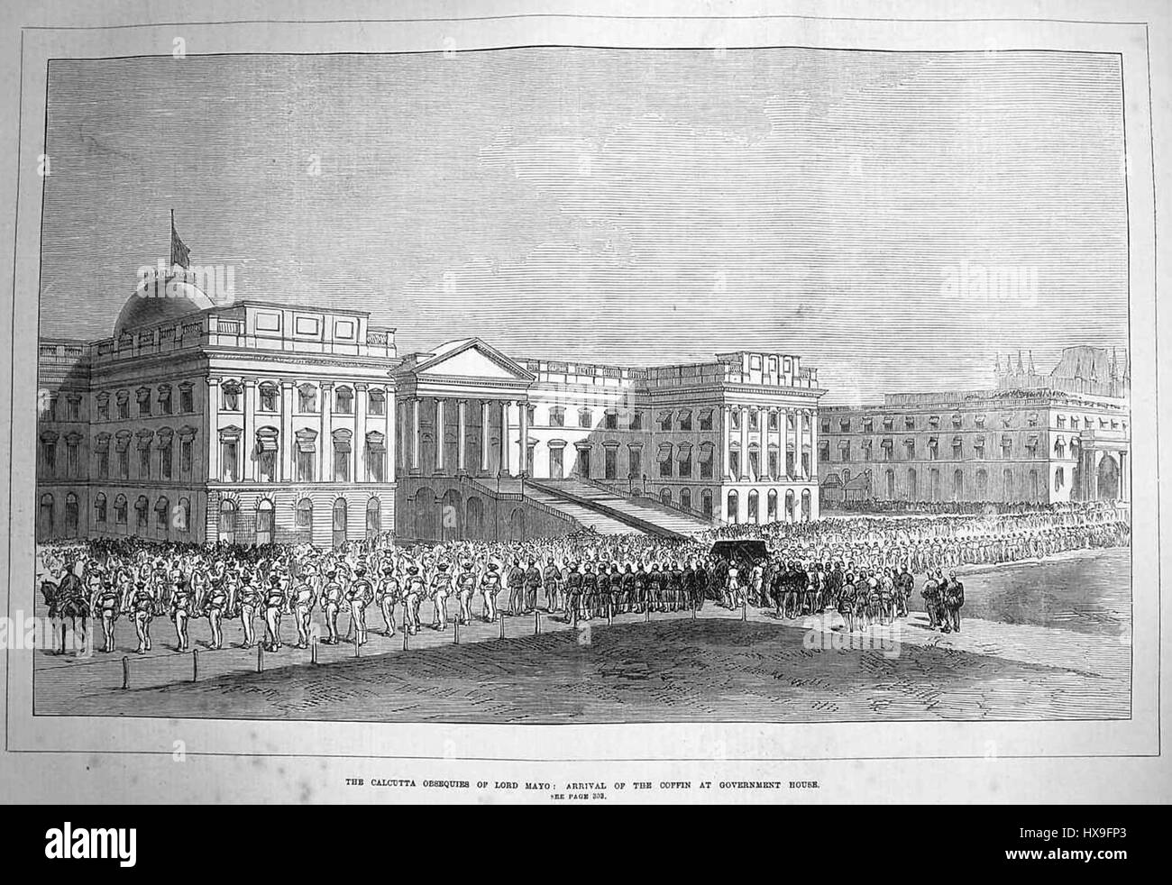 The Calcutta obsequies of Lord Mayo arrival of the coffin at Government ...