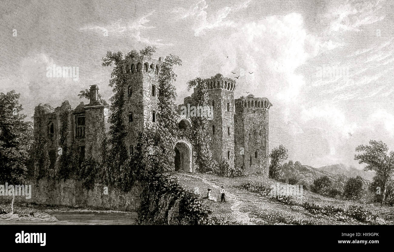 Raglan Castle circa1830 Stock Photo - Alamy