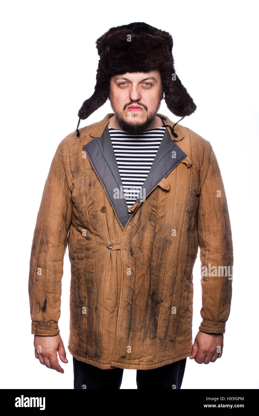 Angry russian. Studio portrait isolated on white background Stock Photo ...