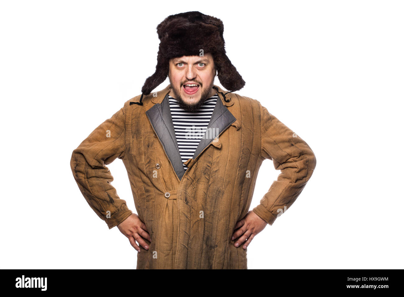 Angry russian. Studio portrait isolated on white background Stock Photo ...