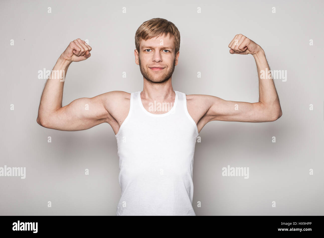 Conceptual portrait of a right handed man Stock Photo - Alamy