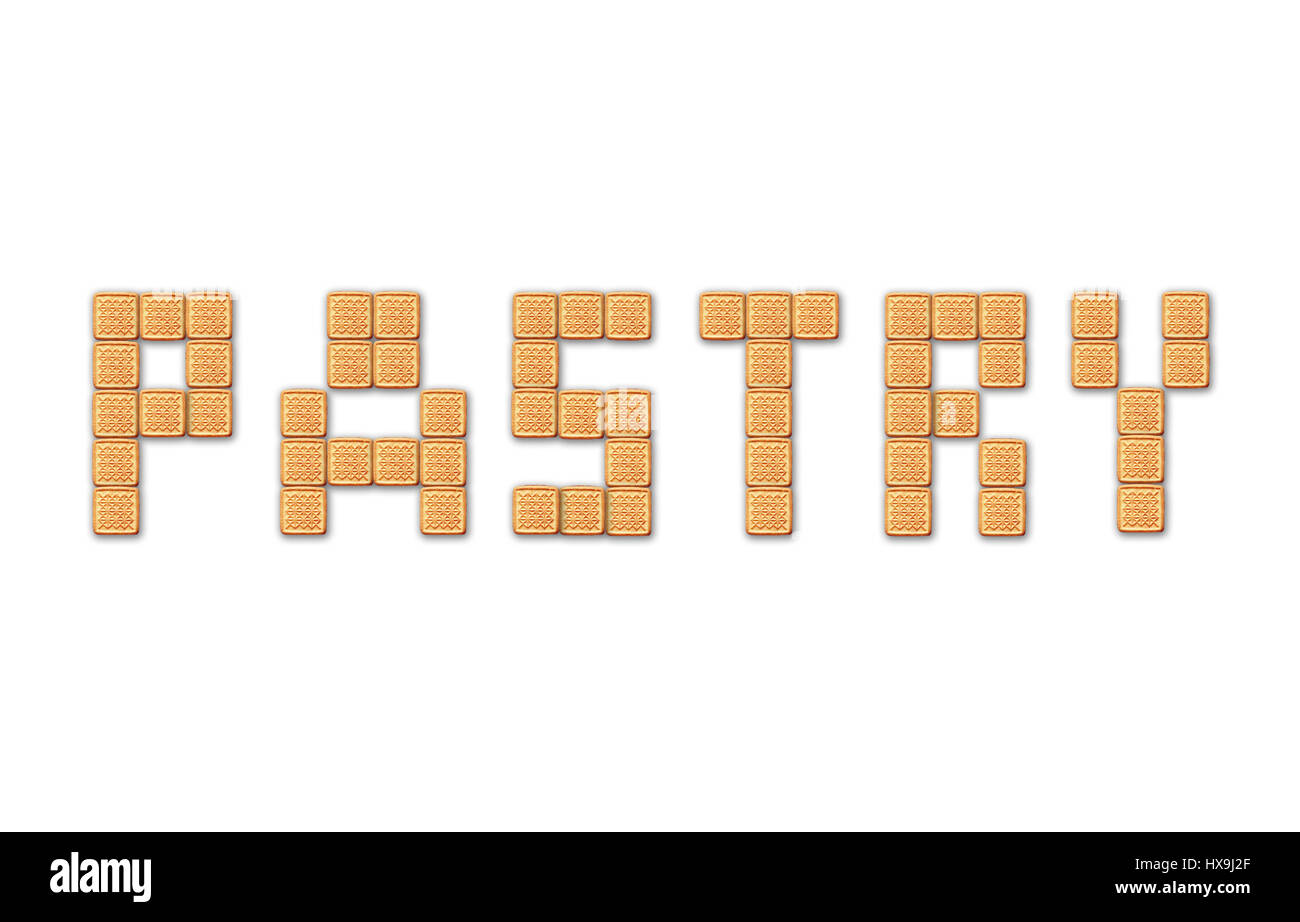 brown word pastry isolated on the white background. Word pastry ...