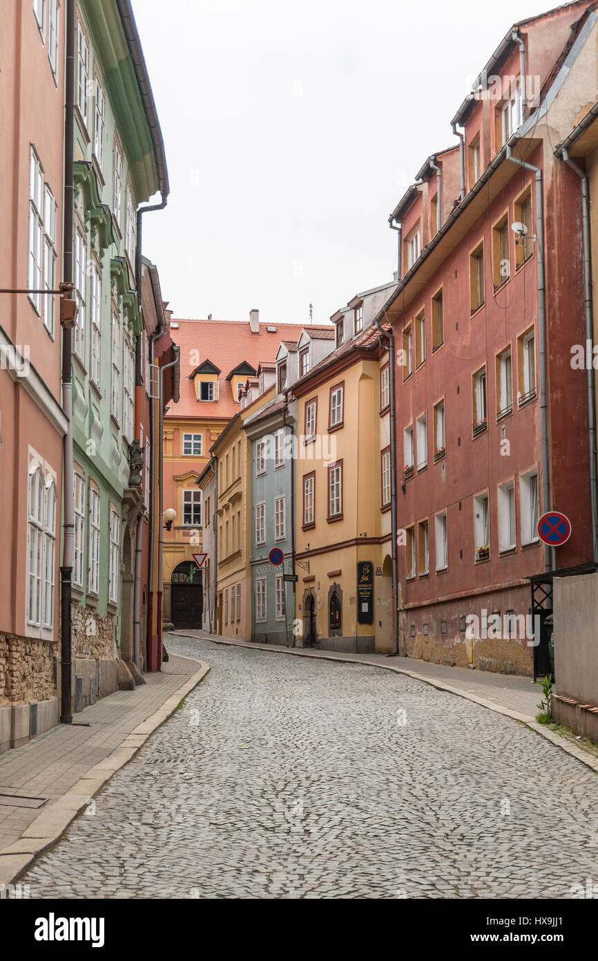 Street of the old town of Cheb. City center is historically protected ...