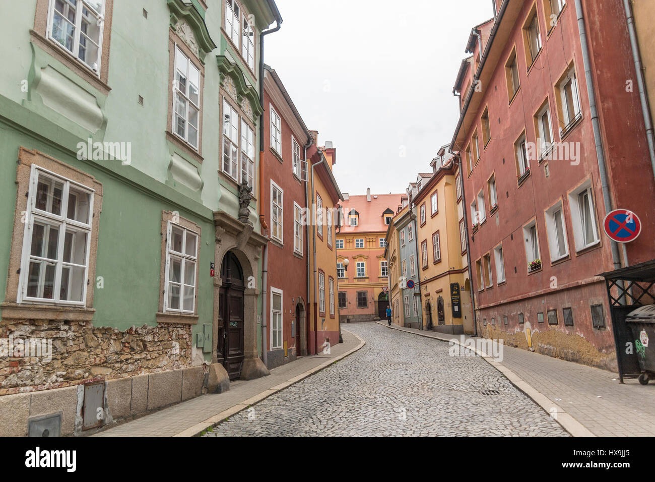 Street of the old town of Cheb. City center is historically protected ...