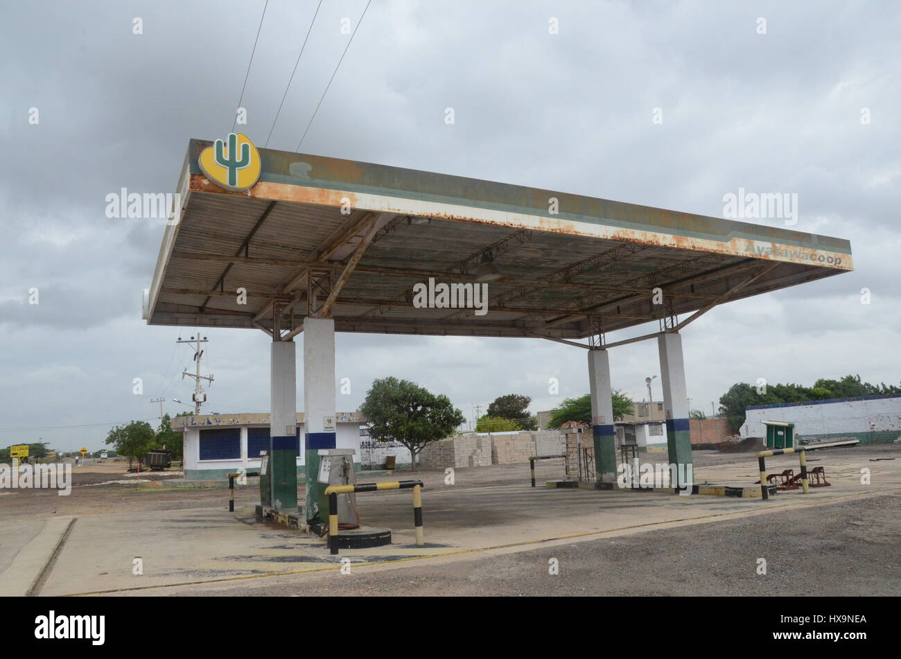 Maicao, Colombia. 4th Mar, 2017. A gas station abandoned due to ...