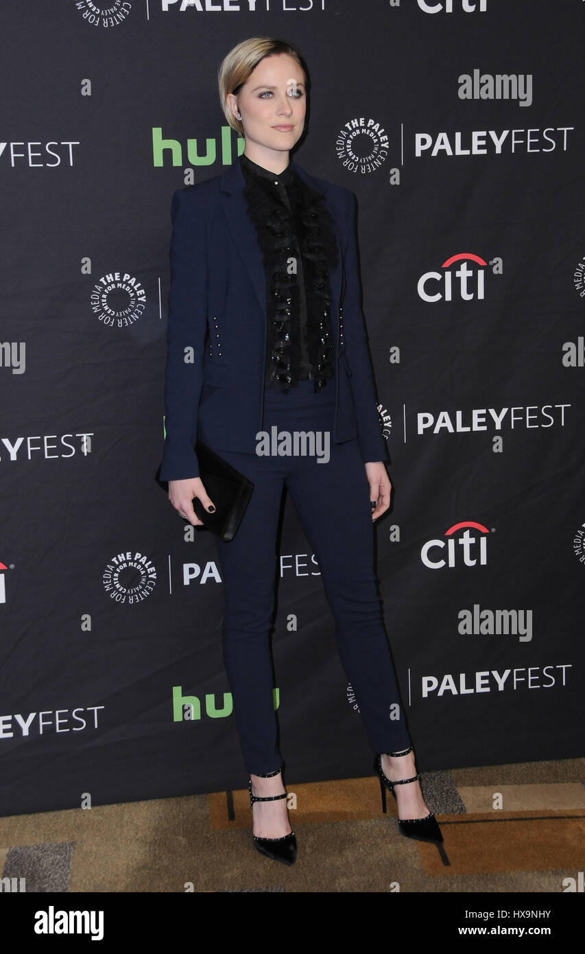 Hollywood, CA, USA. 25th Mar, 2017. - Evan Rachel Wood. The Paley ...