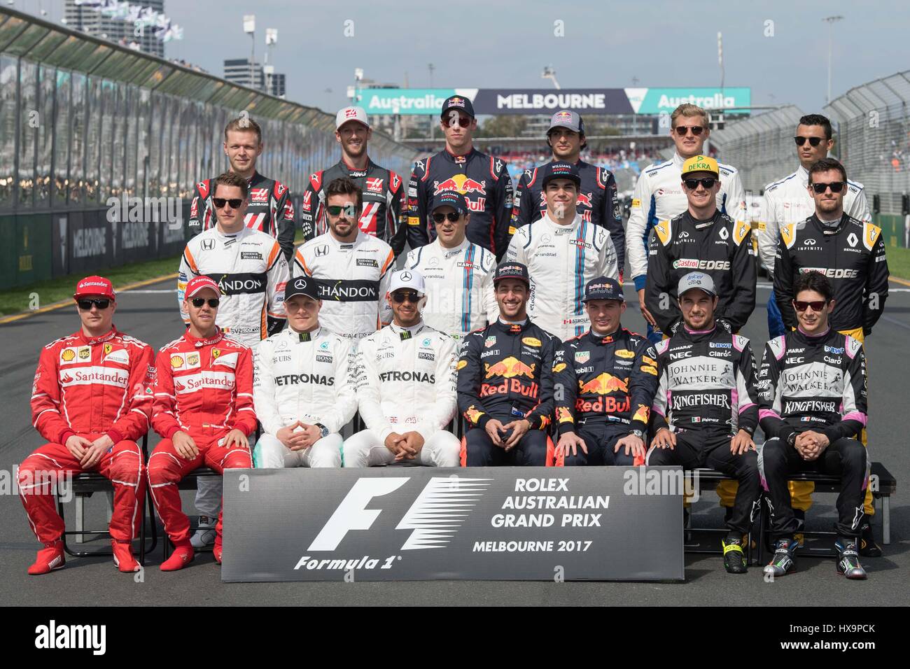 Melbourne, Australia. 26th Mar, 2017. The drivers pose for the team ...