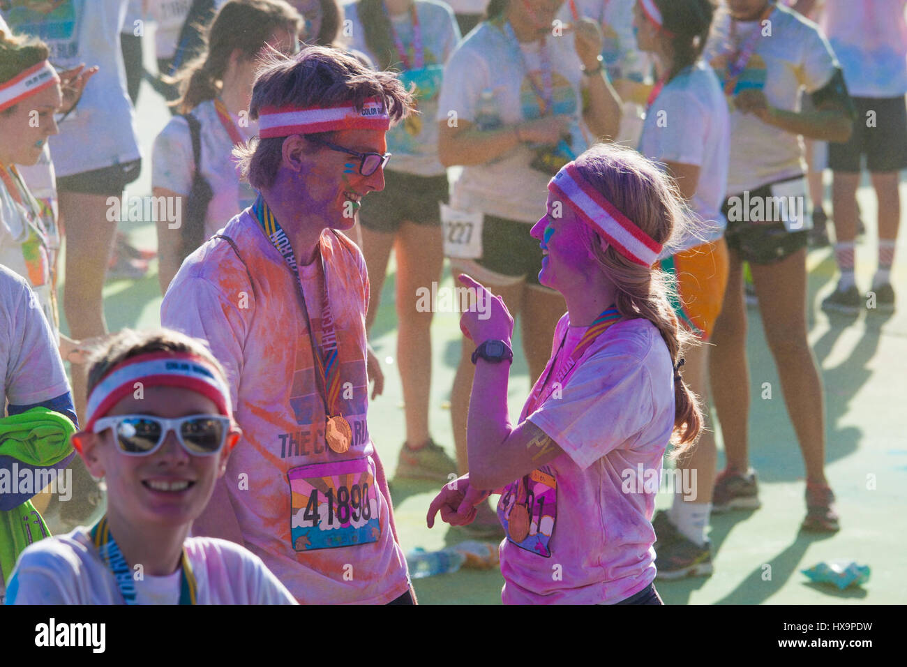 Dallas, USA. 25th Mar, 2017. People take part in the "Color Run" in ...