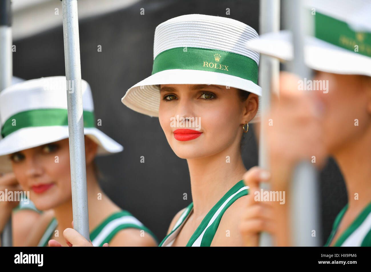 Albert Park, Melbourne, Australia. 26th Mar, 2017. The grid girls pose ...