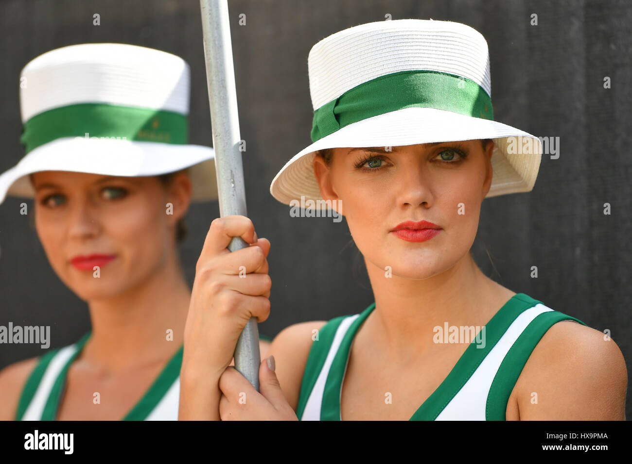 Albert Park, Melbourne, Australia. 26th Mar, 2017. The grid girls pose ...