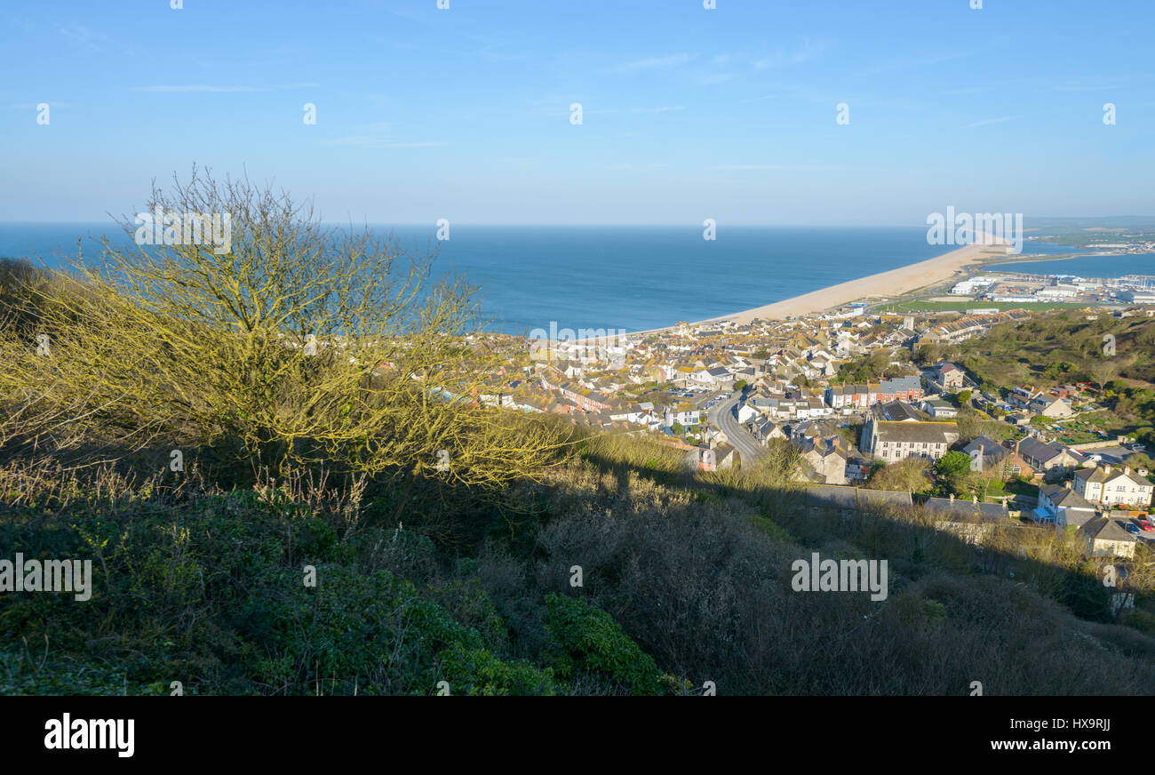 Portland Harbour, Dorset, UK. 26th March 2017. A view over Chiswell and ...
