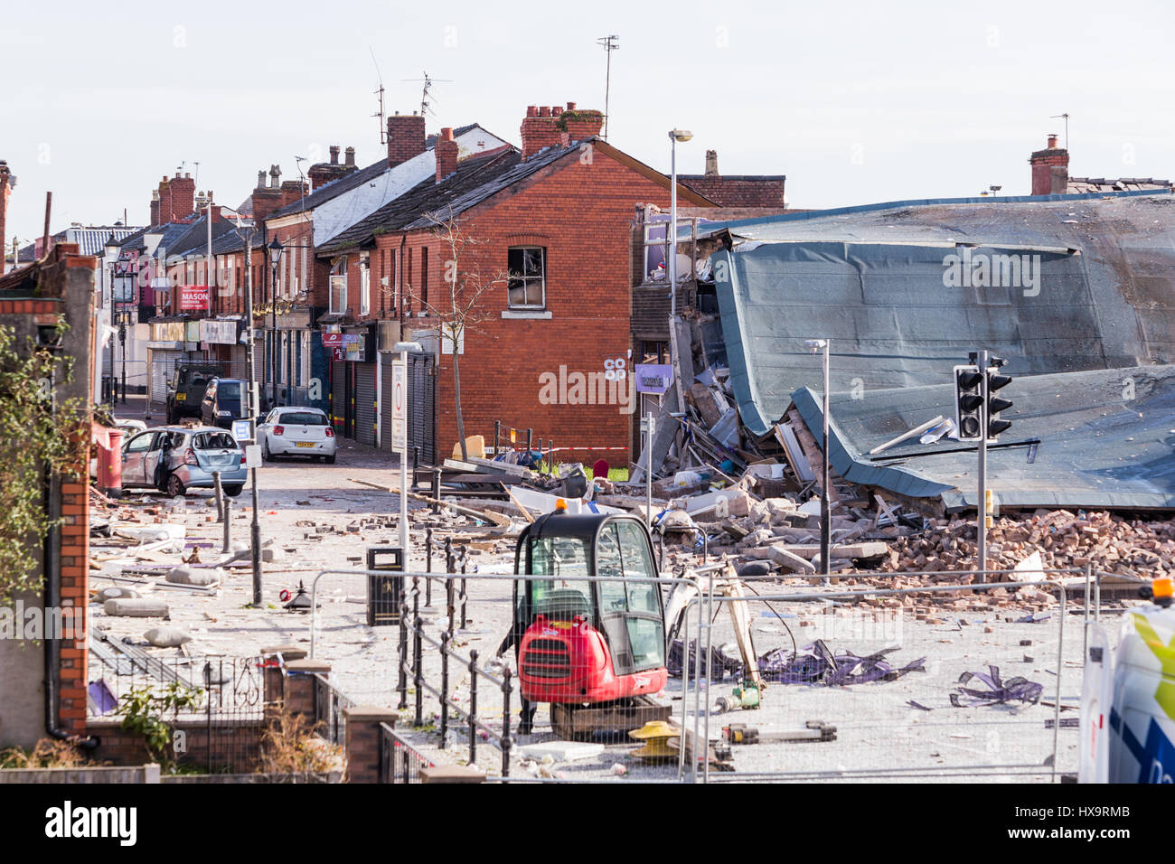 New Ferry, Wirral, UK. 26th March 2017. A suspected gas explosion in ...