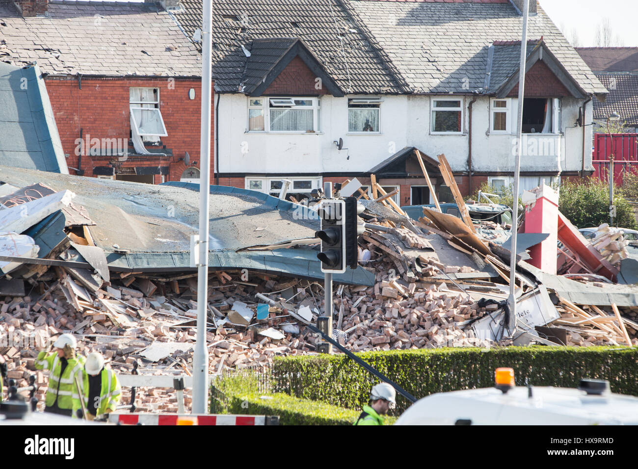 New Ferry, Wirral, UK. 26th March 2017. A suspected gas explosion in ...