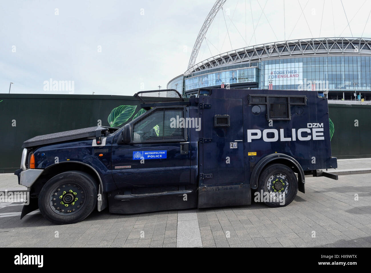 London, UK. 26 March 2017. A heavily armoured police vehicle is seen ...
