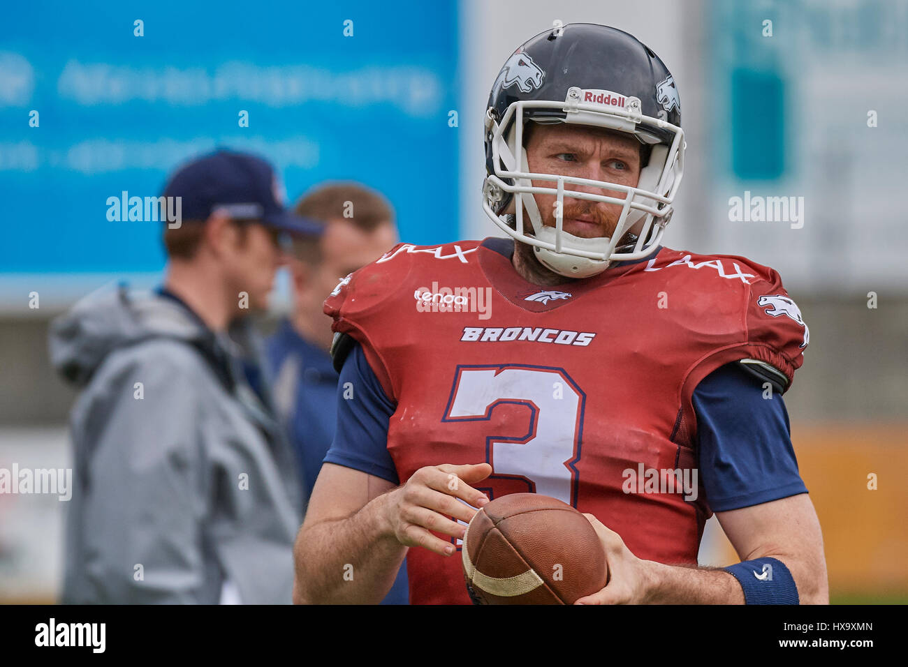 Chur, Switzerland. 26th March, 2017. Calanda Broncos quarterback Clark ...