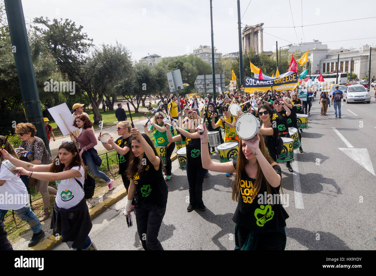 Athens, Greece. 26th Mar, 2017. The march passes in front of Hadrian's ...