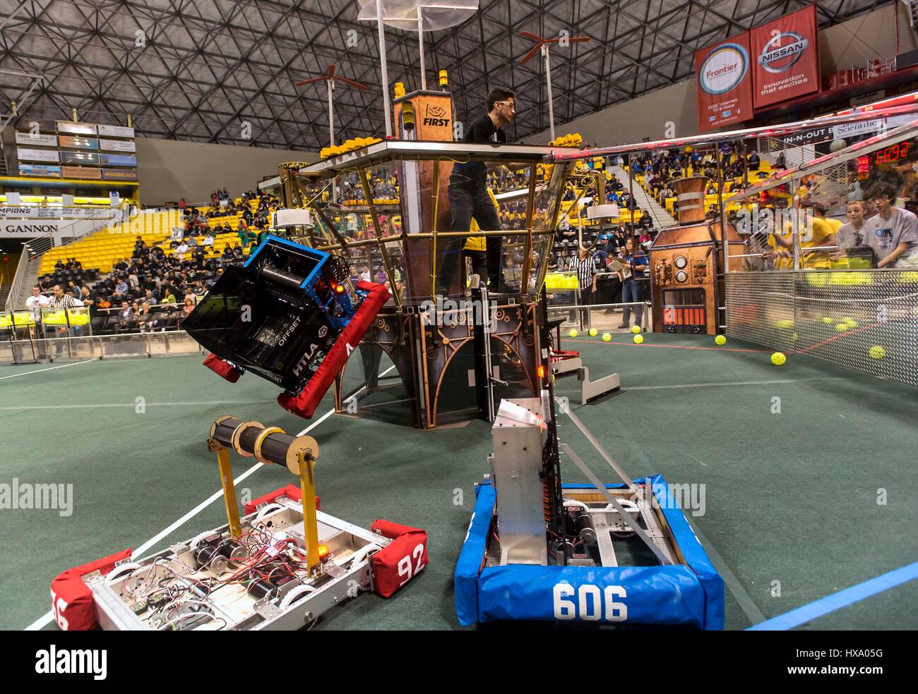 Long Beach, California, USA. 25th Mar, 2017. Robots built by teams of ...
