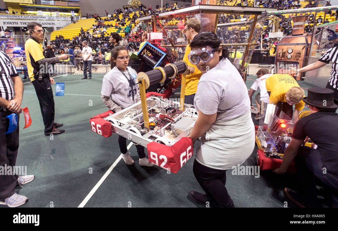 Long Beach, California, USA. 25th Mar, 2017. Robots built by teams of ...