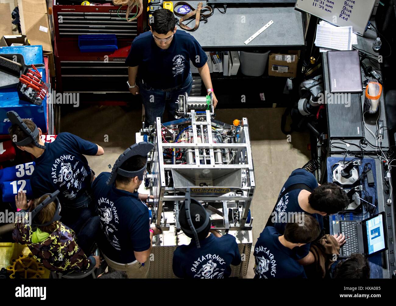 Long Beach, California, USA. 25th Mar, 2017. Robots built by teams of ...