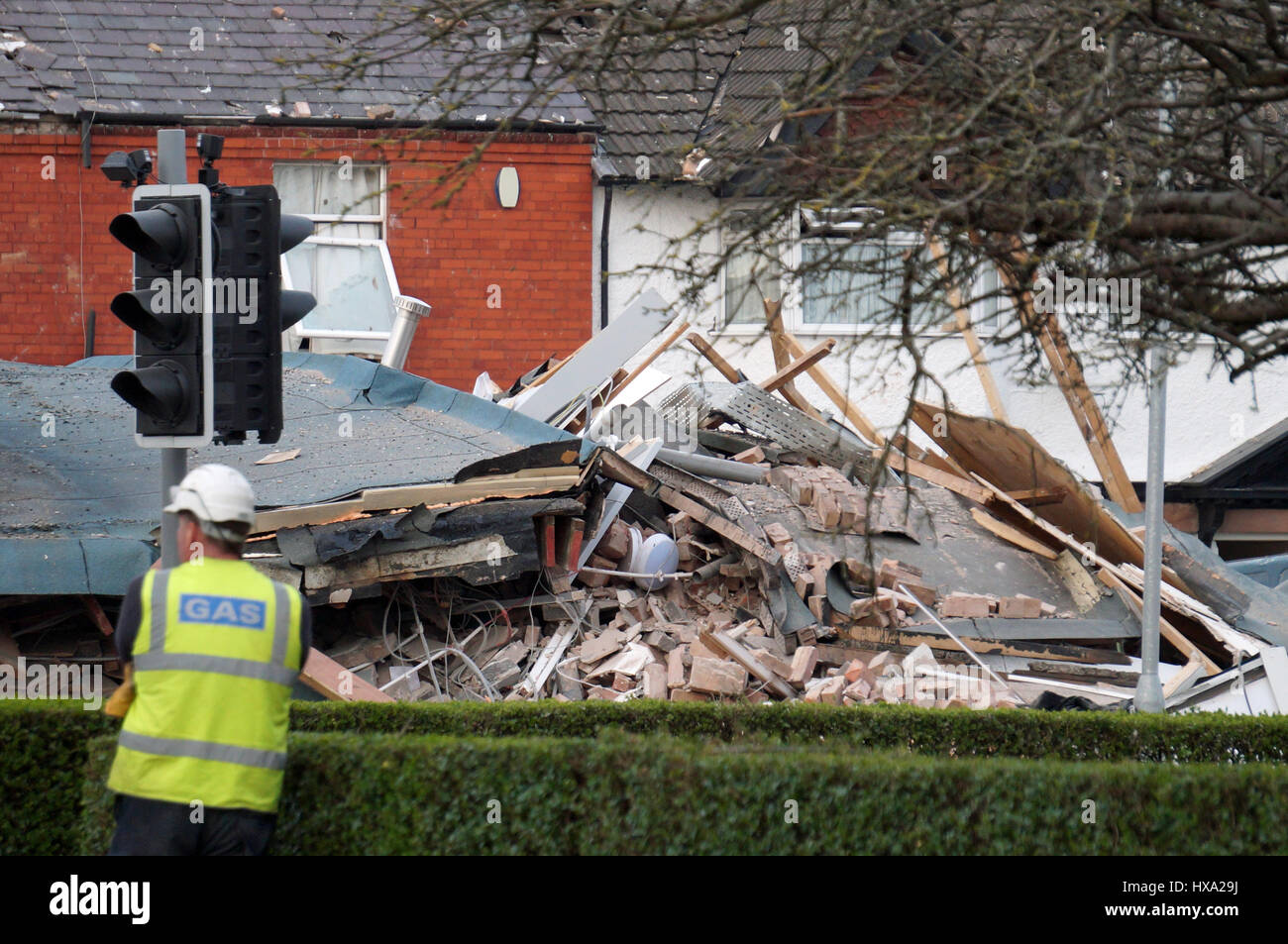 New Ferry, Wirral, UK. 26th March 2017. Photo shows the aftermath of a ...