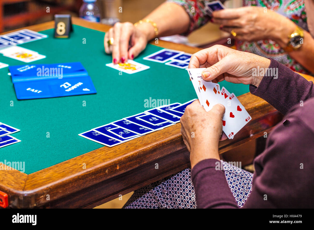 old people playing bridge game Stock Photo - Alamy