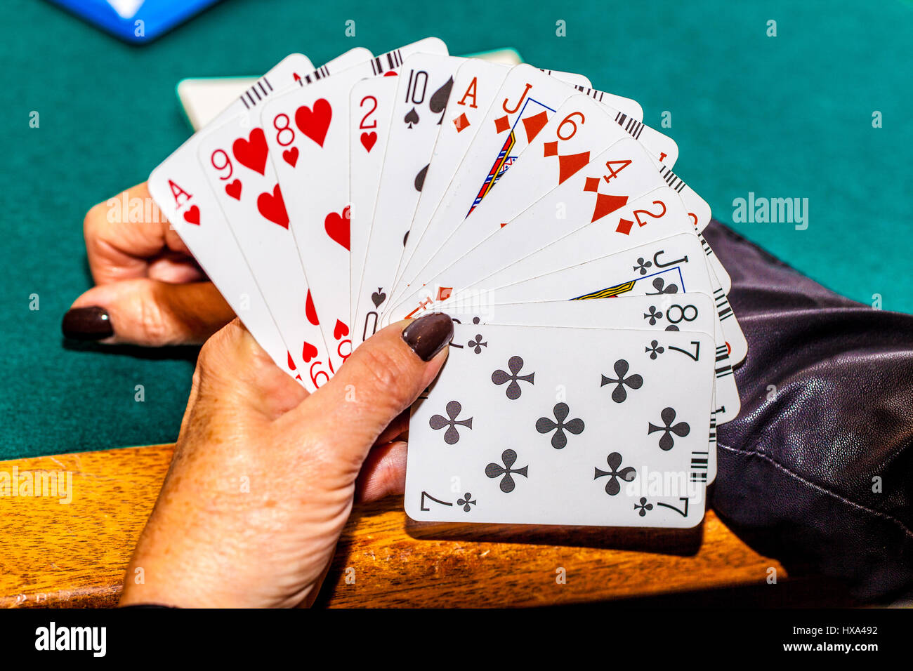 old people playing bridge game Stock Photo - Alamy
