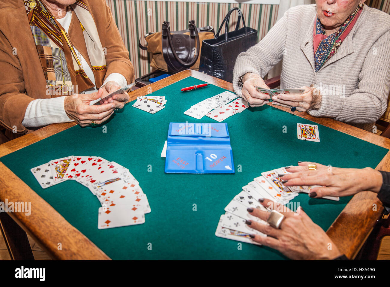 old people playing bridge game Stock Photo - Alamy