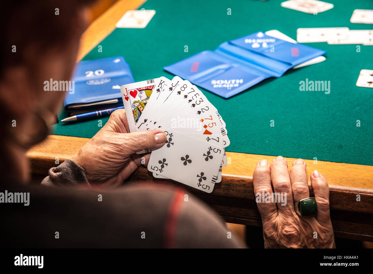 old people playing bridge game Stock Photo - Alamy