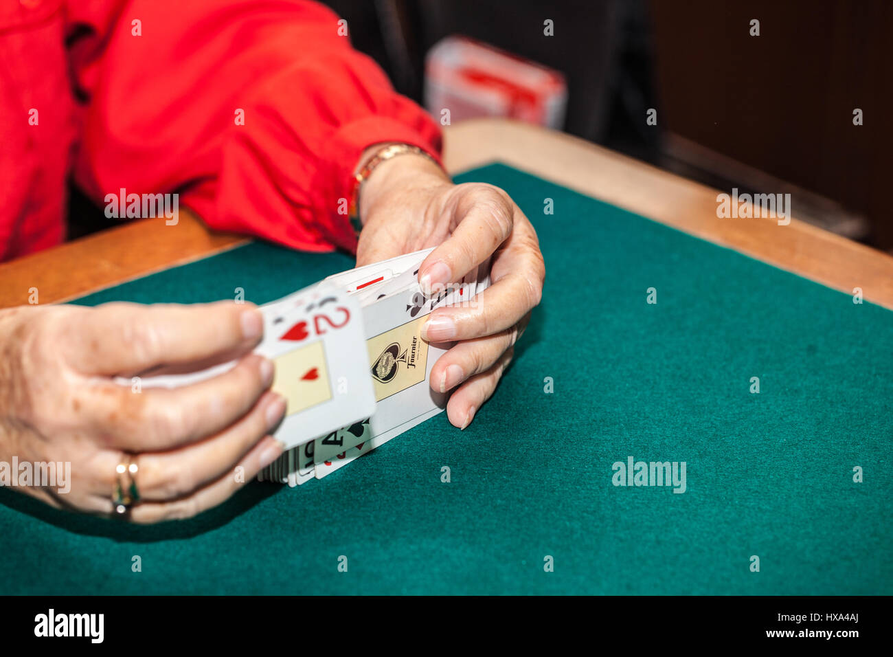old people playing bridge game Stock Photo - Alamy