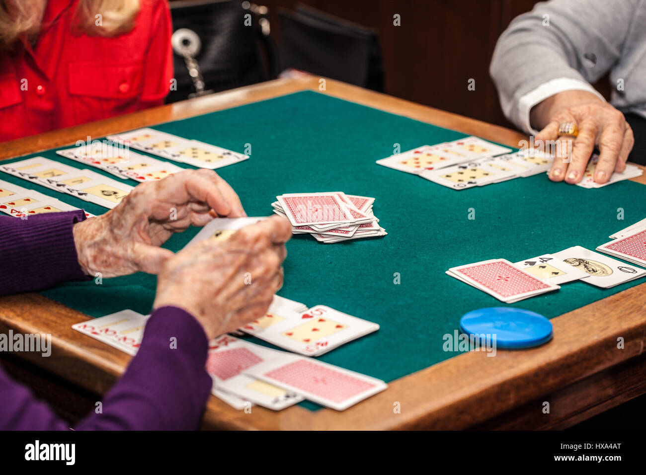 old people playing bridge game Stock Photo - Alamy