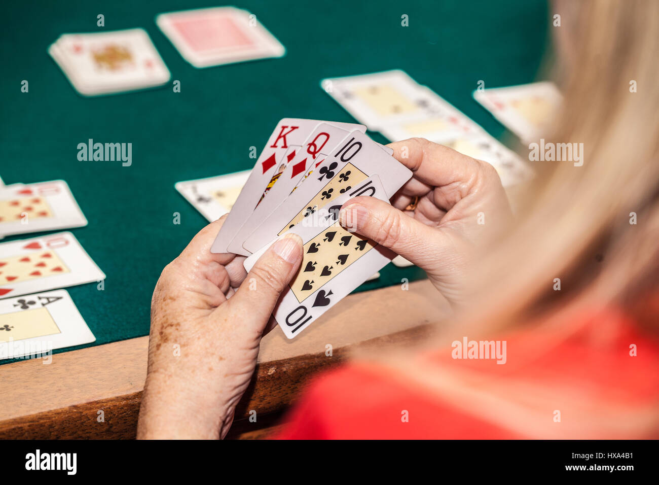 old people playing bridge game Stock Photo - Alamy