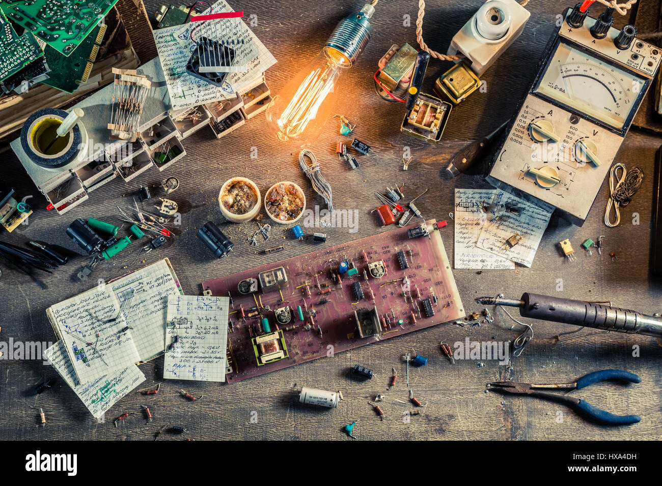 Old wooden school desk hi-res stock photography and images - Alamy