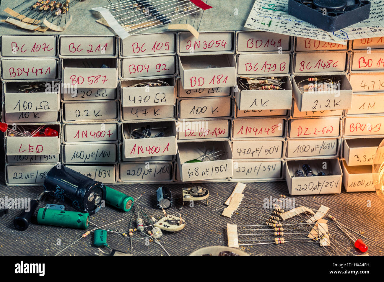 Old electronics work desk in physics lab Stock Photo - Alamy