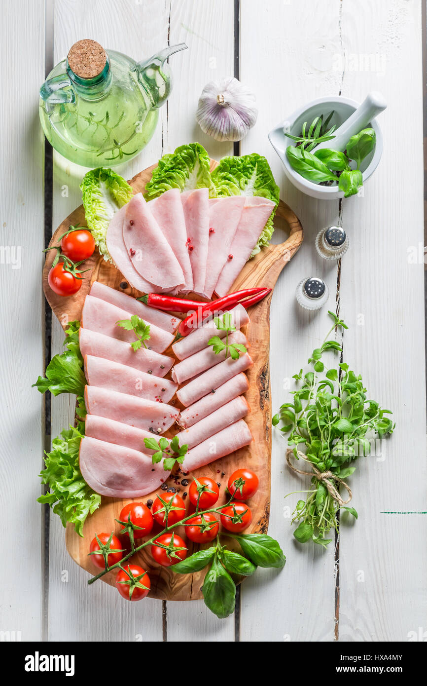 Smoked cold cuts with herbs and pepper Stock Photo - Alamy