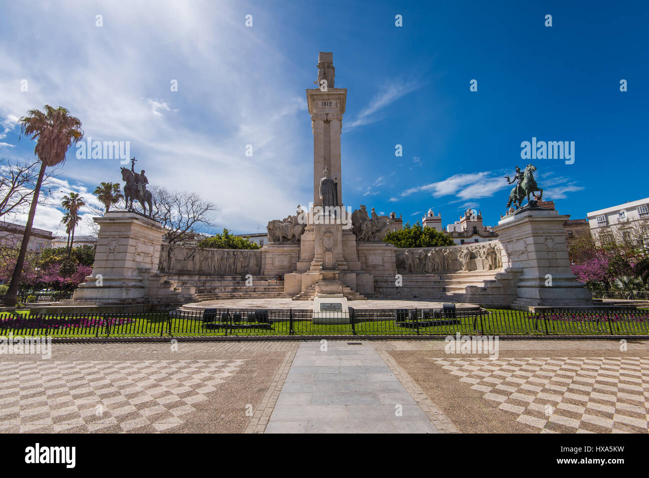 monuments,landmarks and architecture on streets of Cadiz,Spain. Port ...