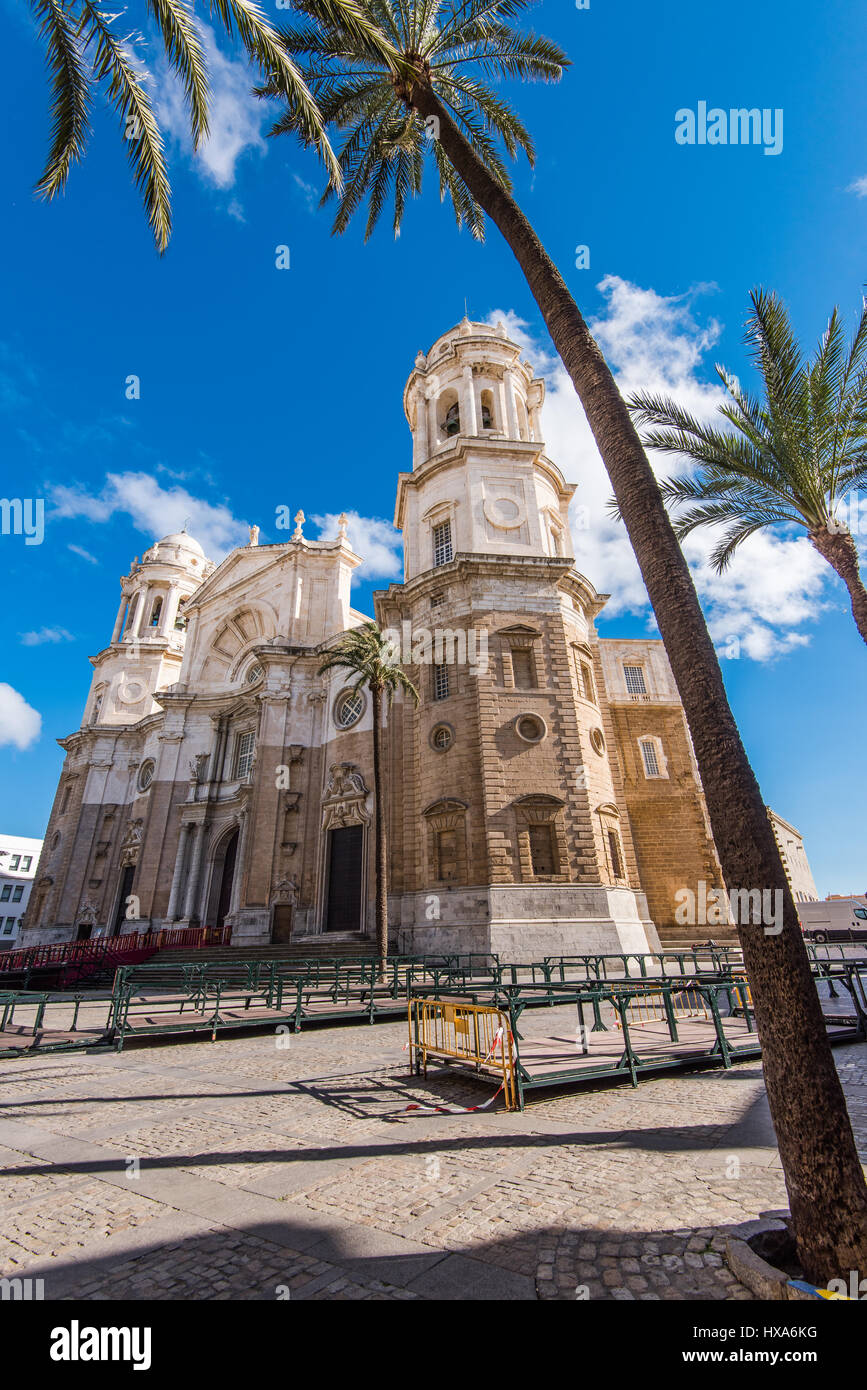 monuments,landmarks and architecture on streets of Cadiz,Spain. Port ...