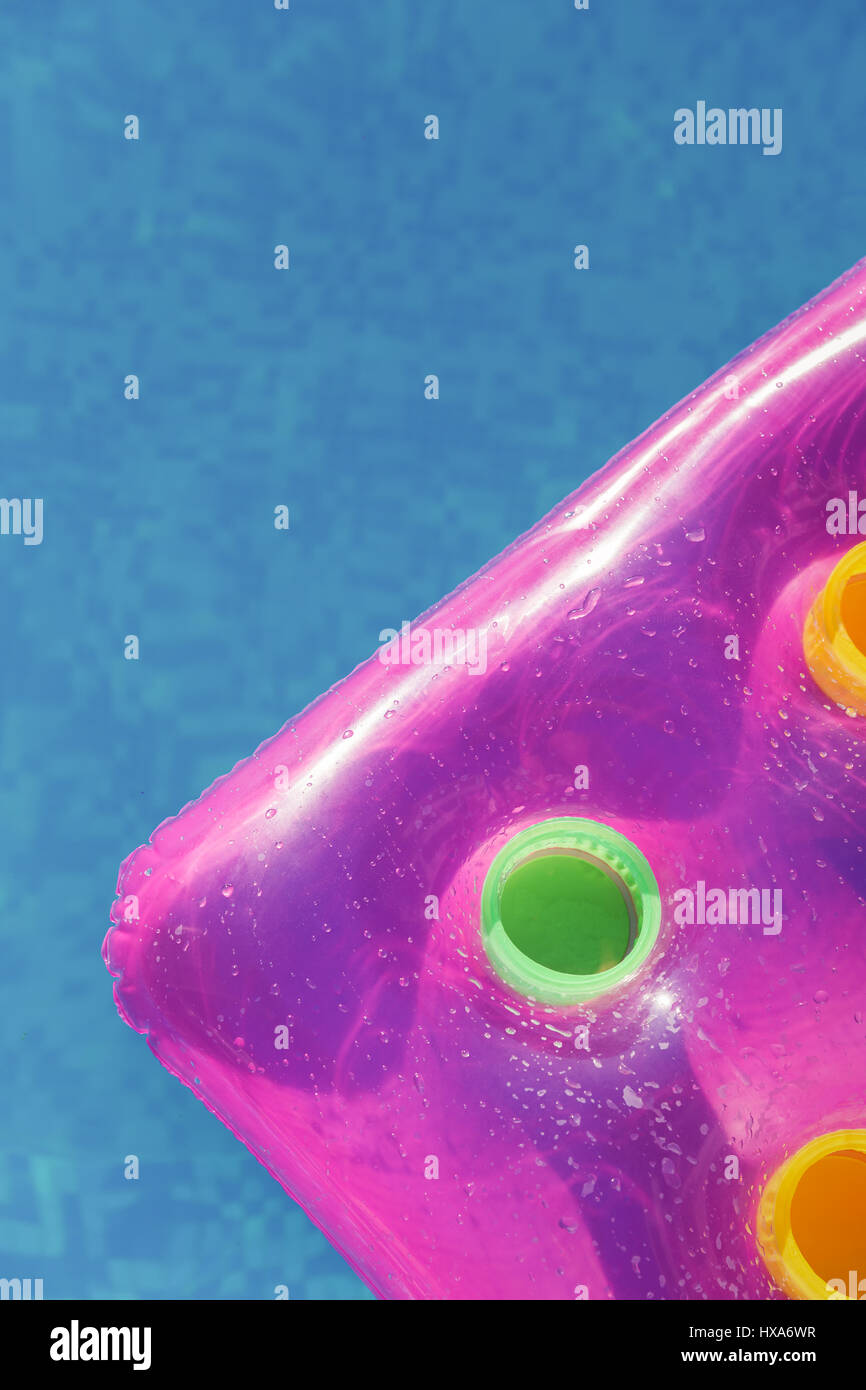 Pink air mattress in swimming pool. Holiday background. Outdoors Stock ...