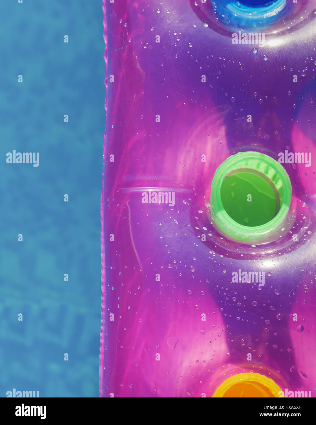 Pink air mattress in swimming pool. Holiday background. Outdoors Stock ...