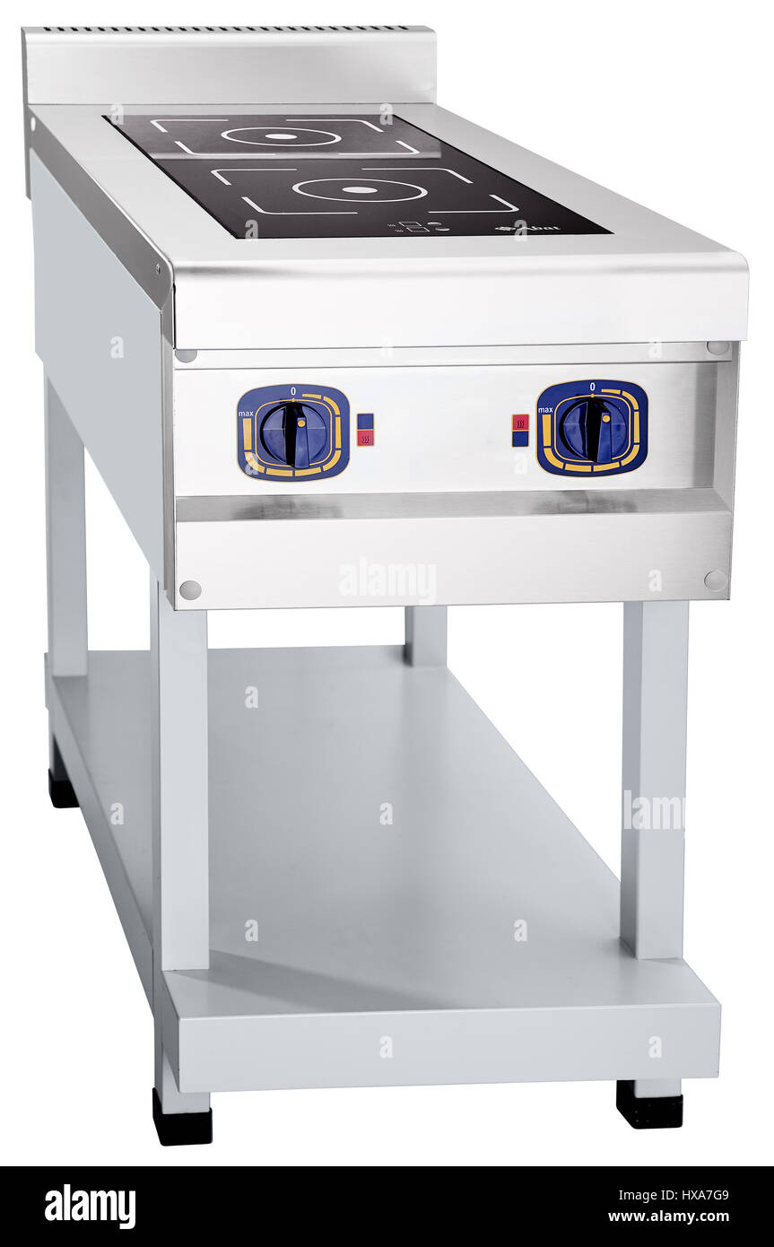 Modern ceramic metal stove in luxurious kitchen Industrial Stock Photo ...