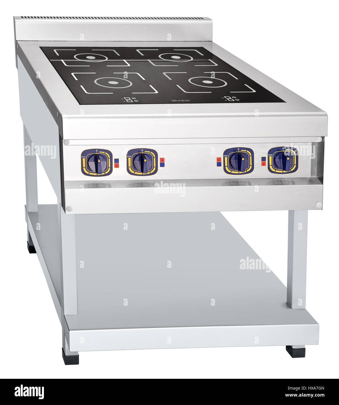 Modern ceramic metal stove in luxurious kitchen Industrial Stock Photo ...