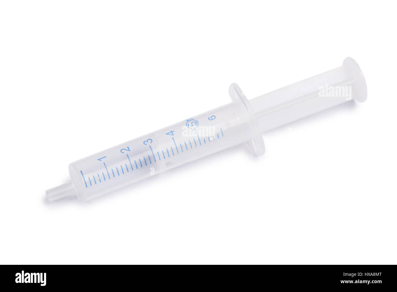 Single syringe isolated on white background Stock Photo - Alamy