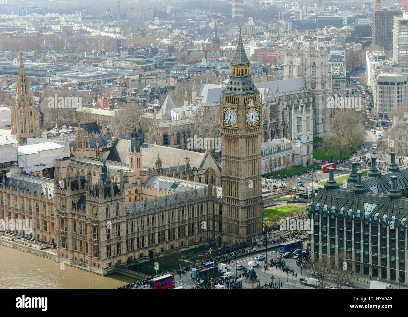 aerial view of Big Ben and Westminster Abbey in London city Stock Photo ...