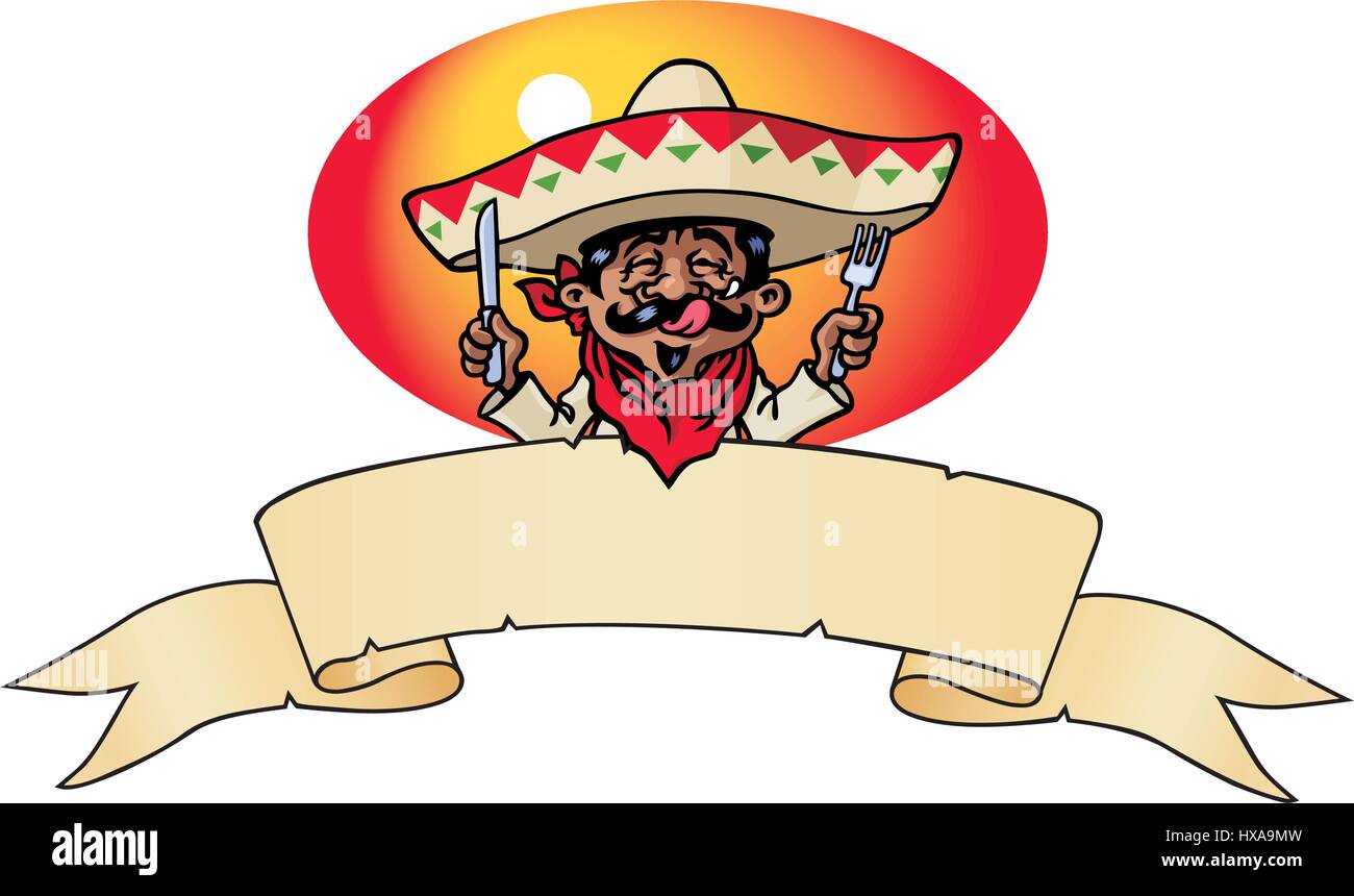 Hungry Mexican Restaurant Sign. Vector Illustration Stock Vector Image ...
