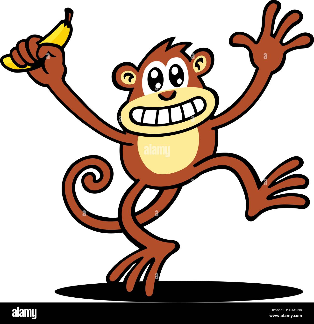 Cute monkey cartoon eating banana hi-res stock photography and images - Alamy